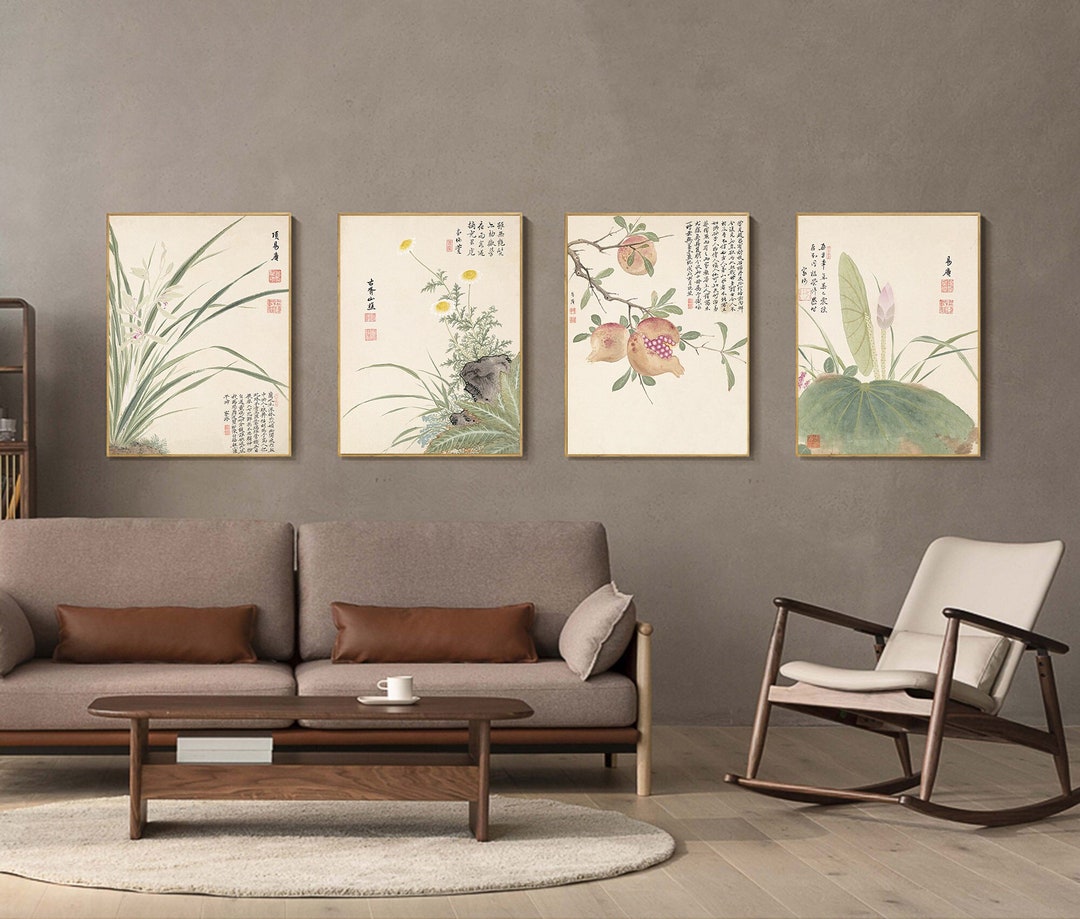 Chinese Boneless Botanical Painting, Multi Flower Blossoms Brush ...
