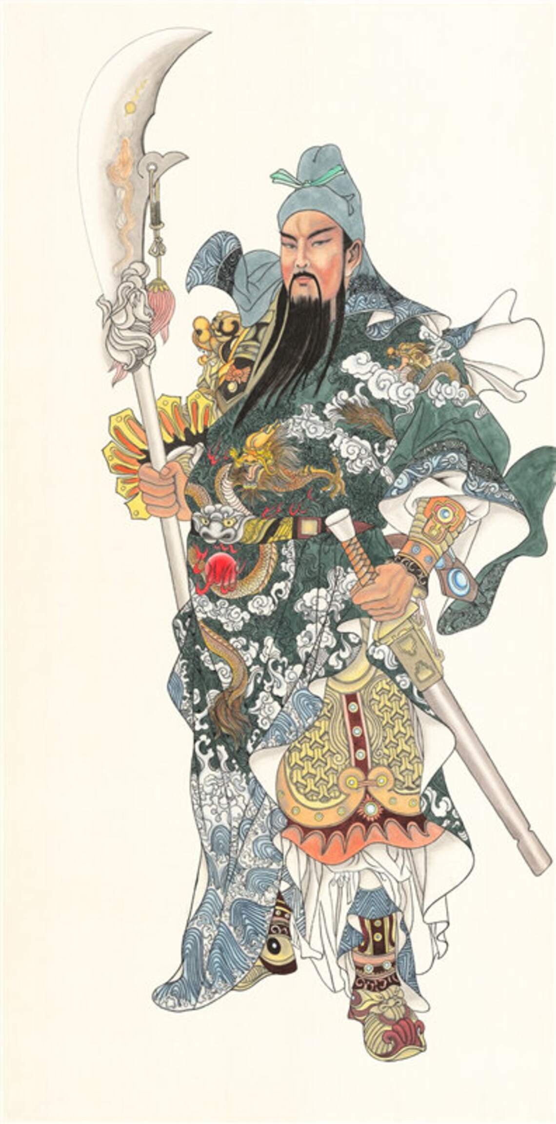 Portrait of the Chinese Ancient General - Guan Yu, Chinese Ink Martial ...