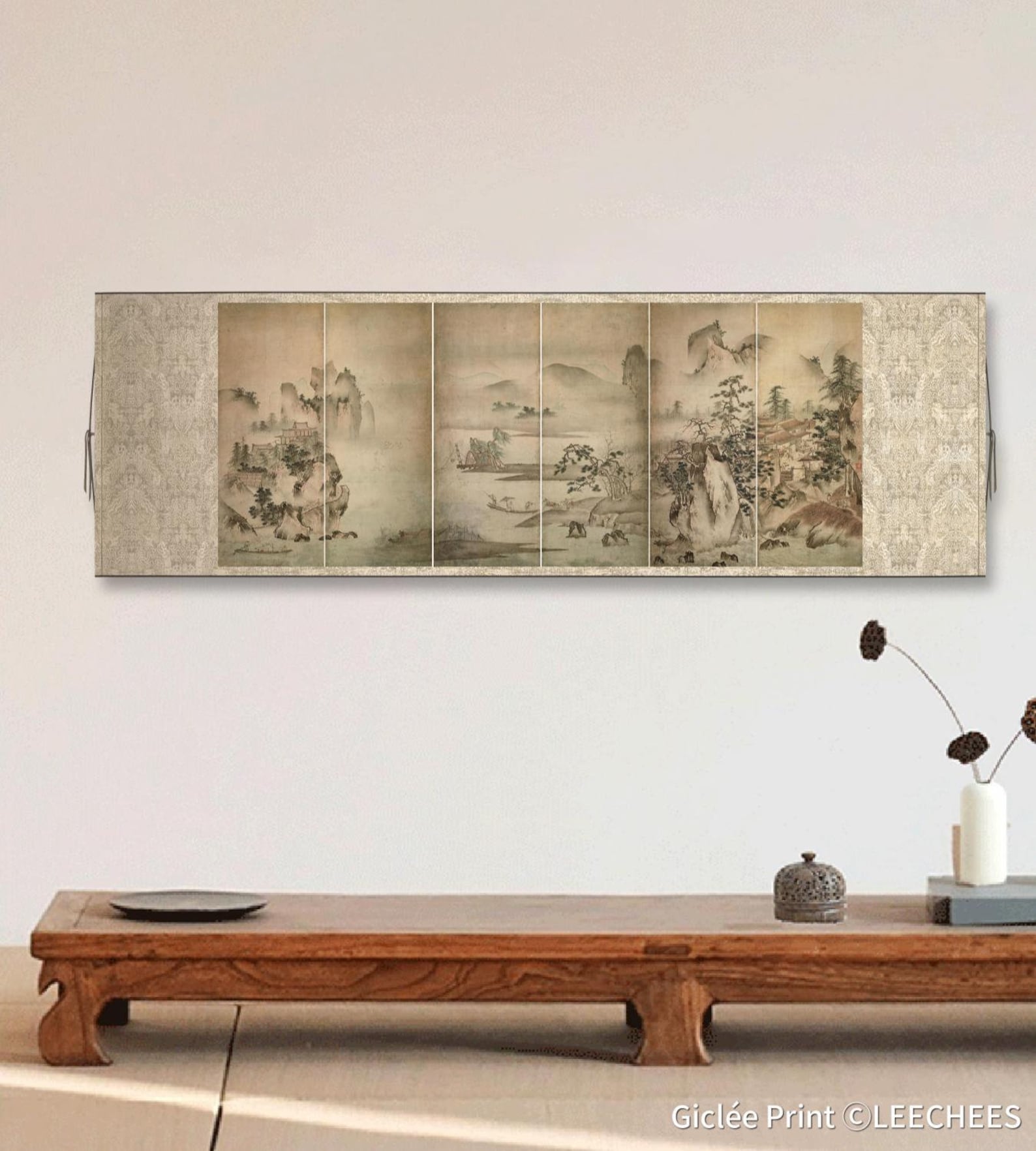East Asian Minimal Shan Shui Painting, Large Landscape Wall Mural ...