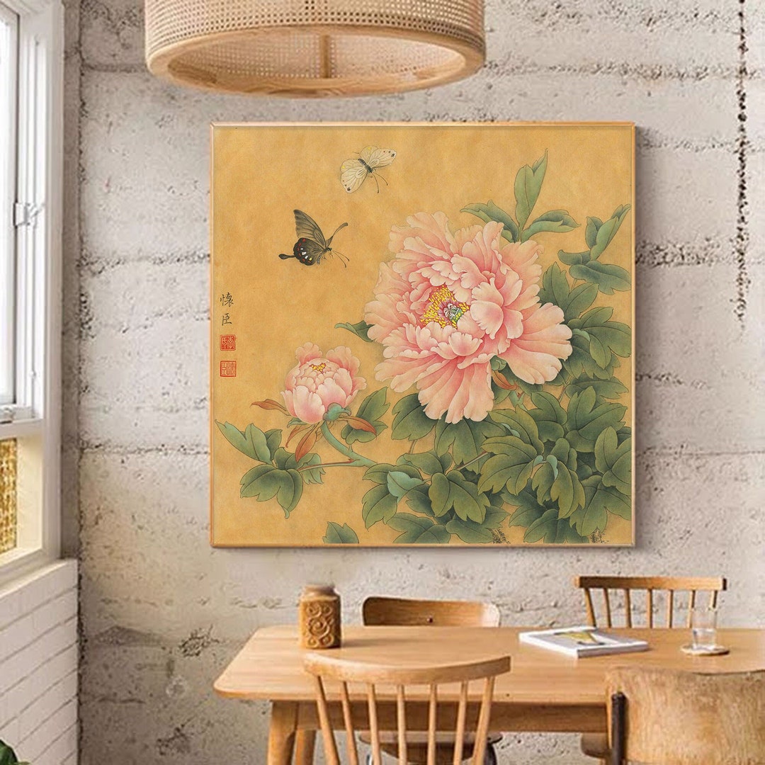 Chinese Traditional Gongbi Painting, Chinese Moutan Peony, Museum-grade ...