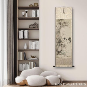 Minimal East Asian Botanic Art Giclee Print, Japanese Painter Yamamoto Baiitsu, Vertical Narrow ...