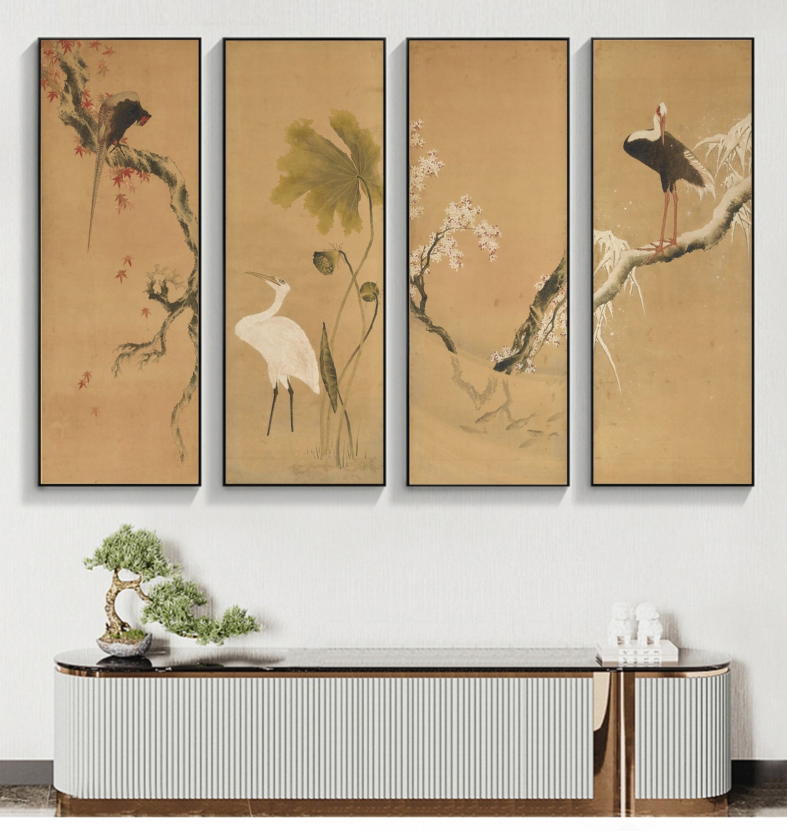 Minimal Vertical Narrow Japanese Art Giclee Print, Long Silk Hanging ...