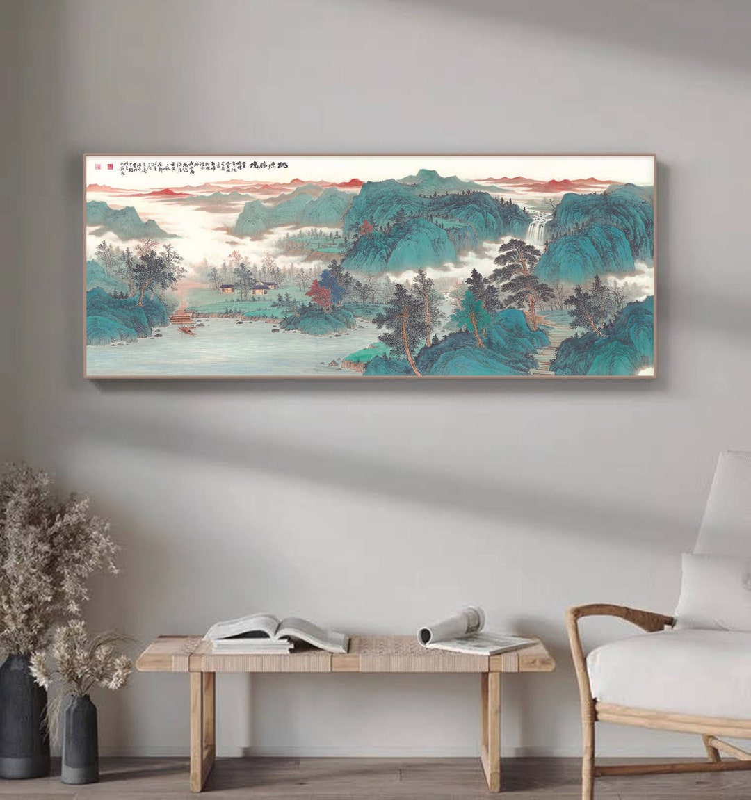 Peach Blossom Spring, Wu Guang, Fine Art Print, Ultra Large Horizontal ...