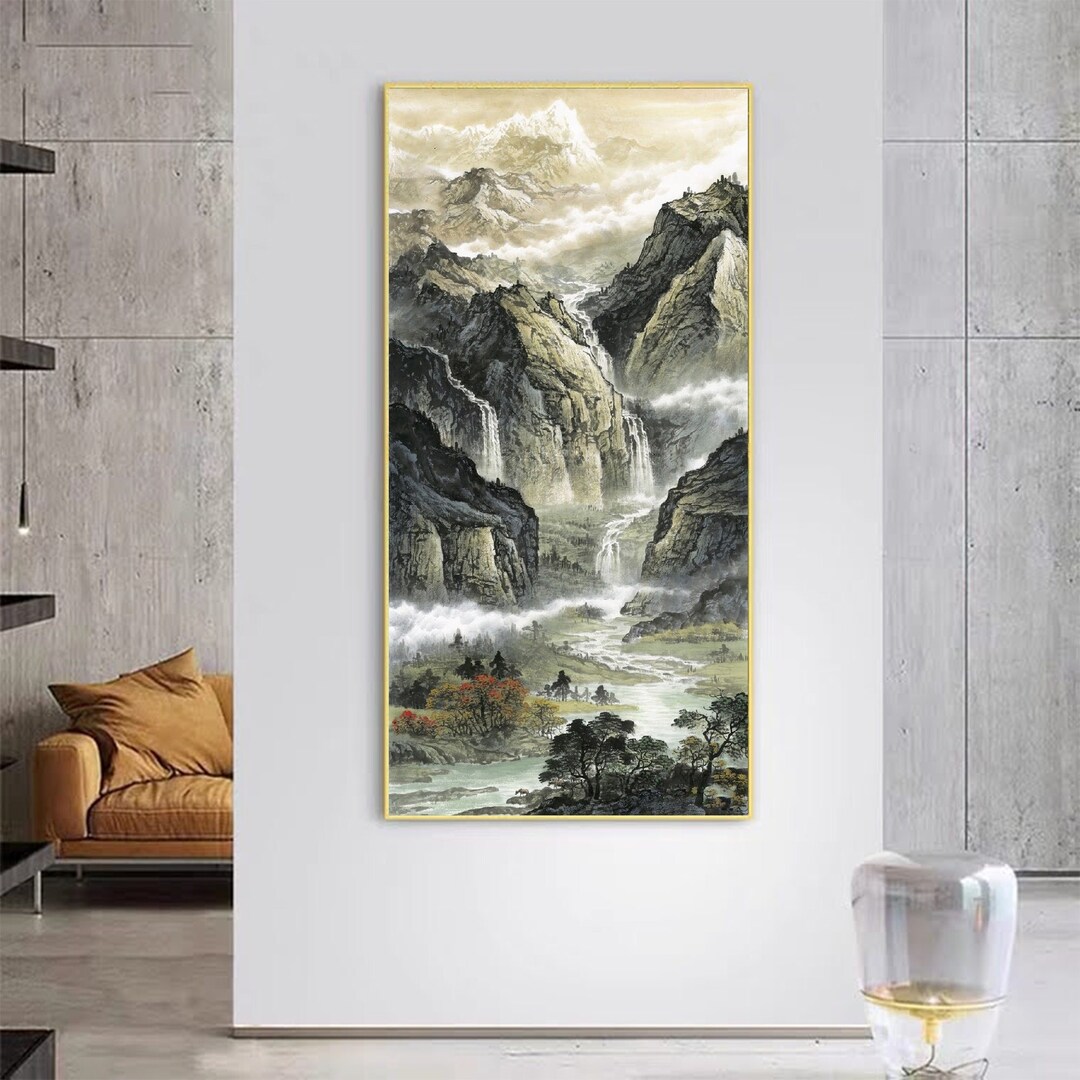 Large Vertical Chinese Landscape Painting, Shan Shui Art Giclee Print ...