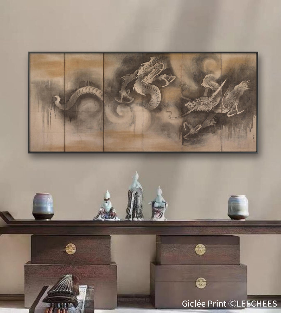 Chinese Dragon, Loong Art, East Asian Zodiac Animal Painting Décor ...