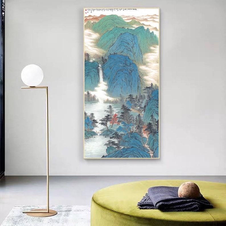 Extra Large Vertical Blue-green Shan Shui Art Fine Art Print - Etsy ...