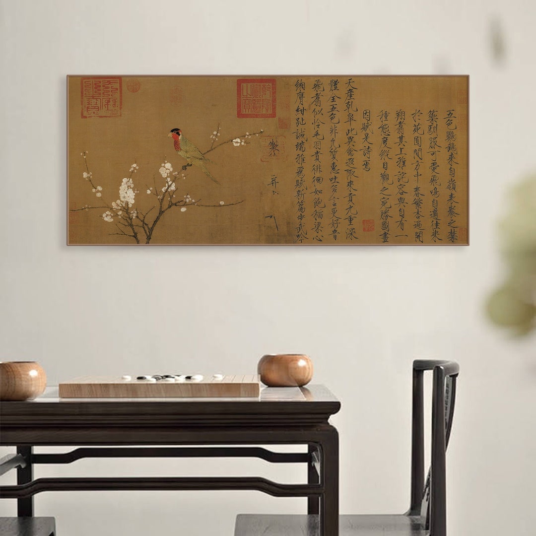 Five-colored Parrot, Chinese Antique Silk Painting Replica, Retro Style ...