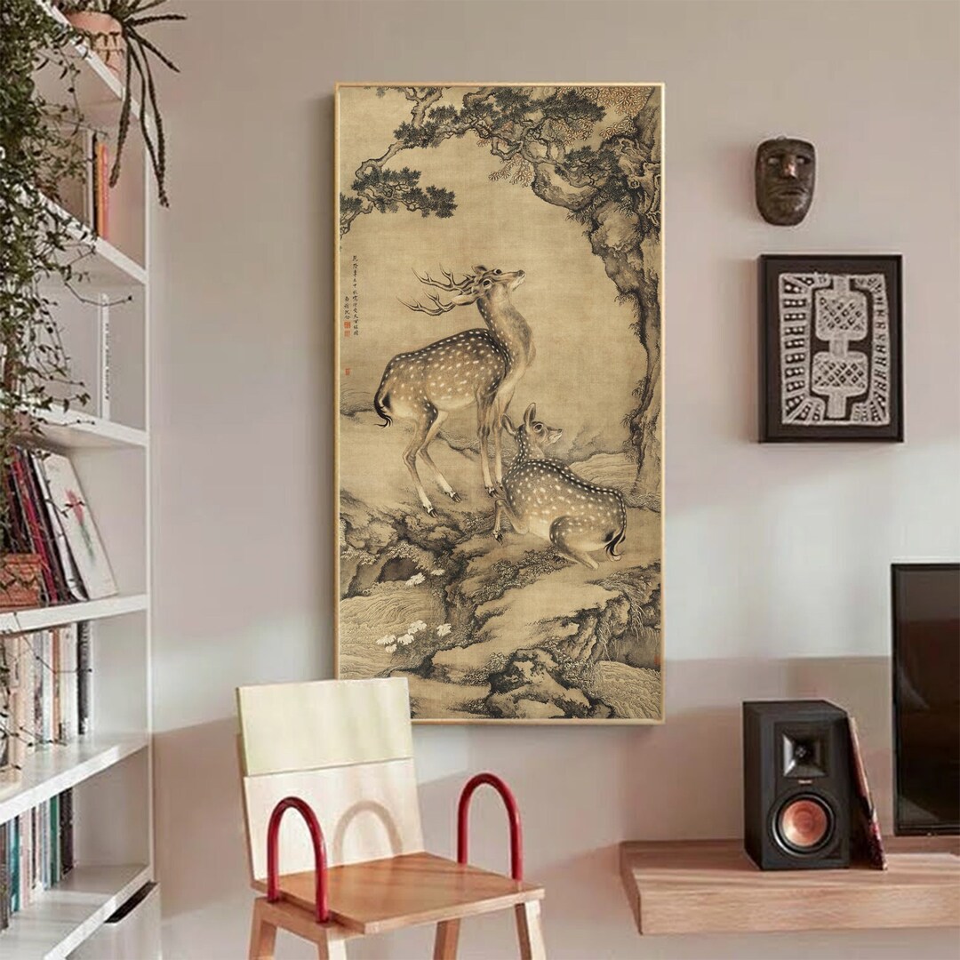 Chinese Court Taste Interior Wall Art, Qing Dynasty Antique Painting ...