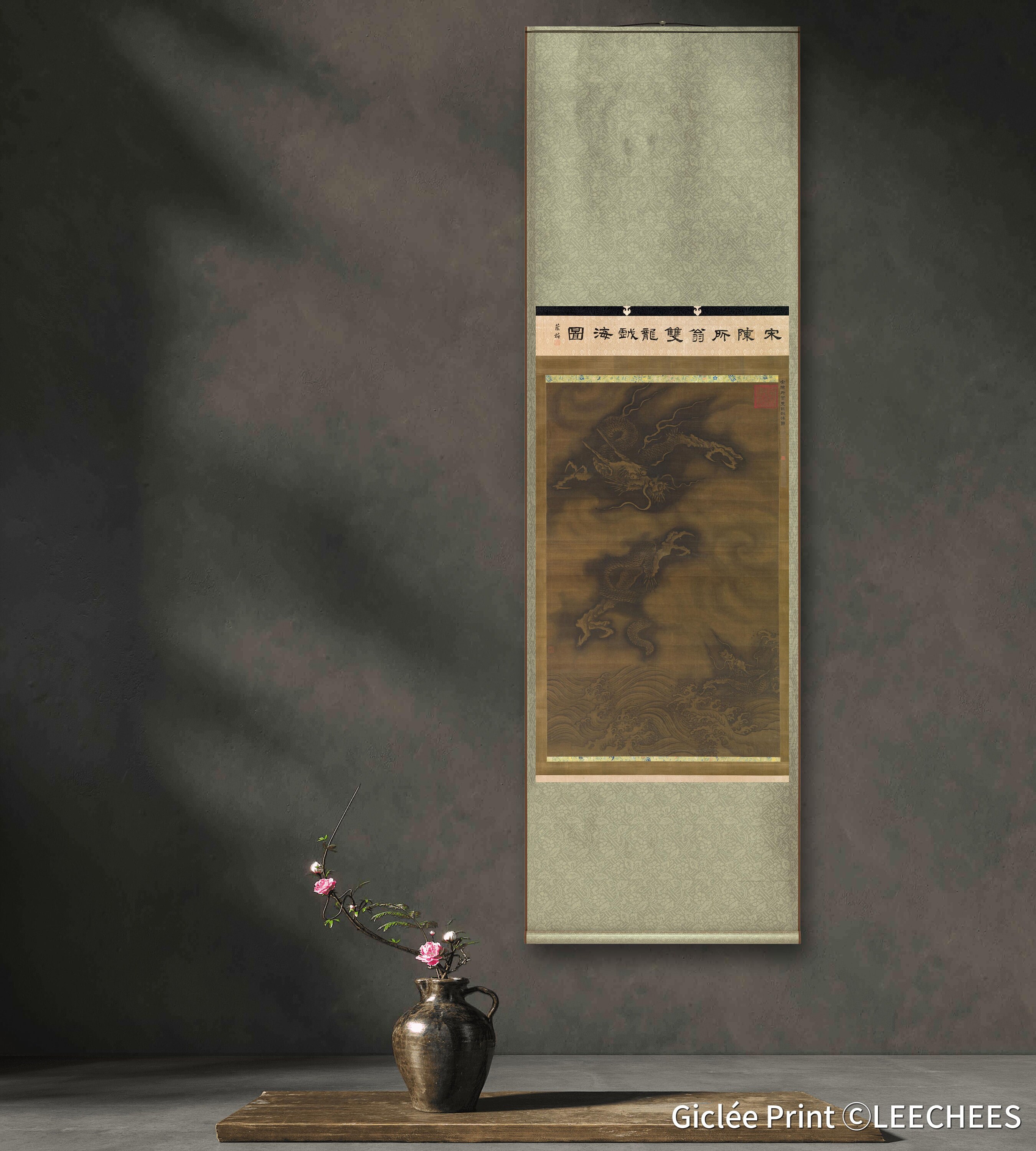 Chinese Dragon, Loong Brush Painting, Handmade Silk Hanging Scroll ...