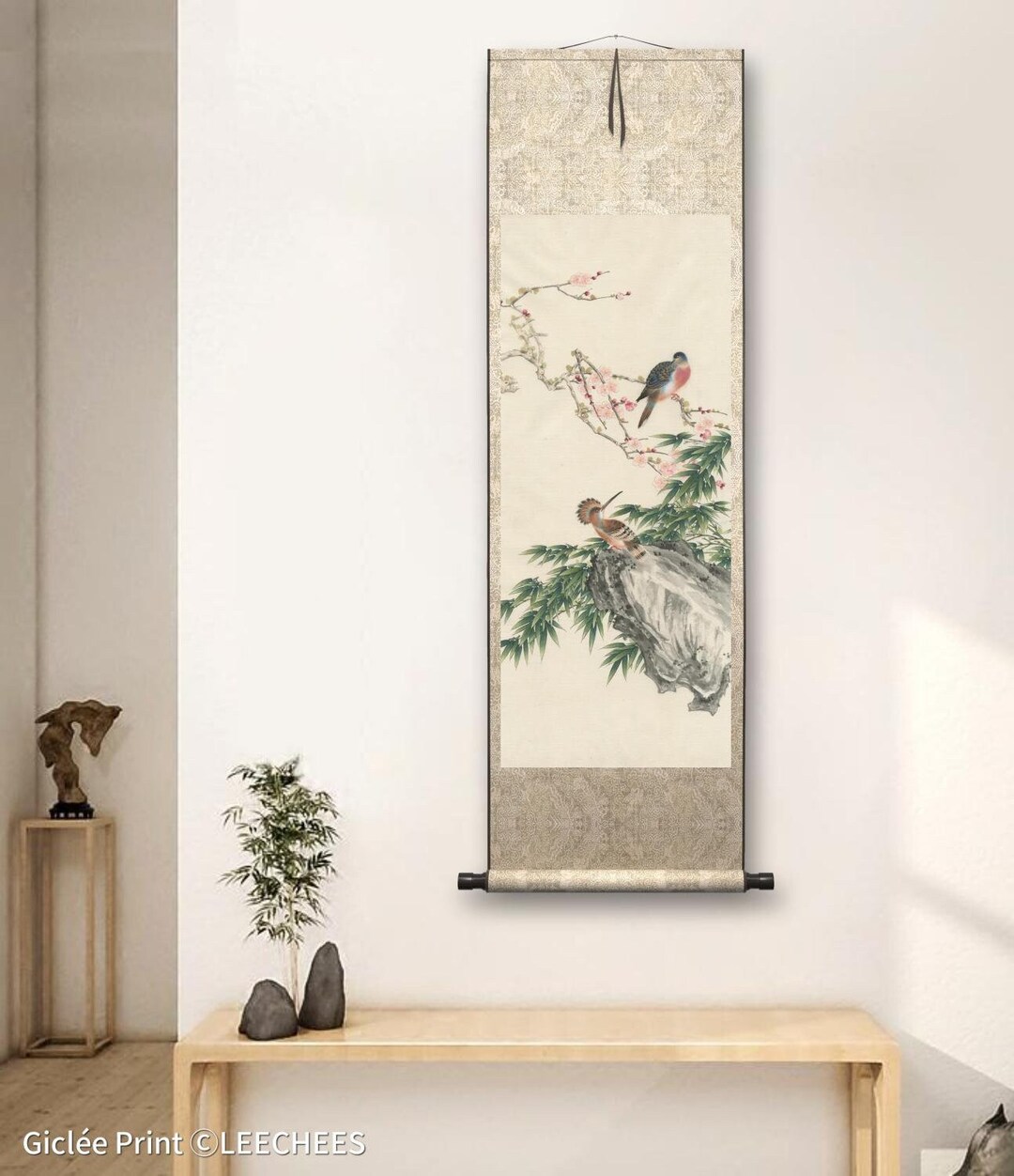 Bamboo Grove Blue Magpie Bird, Chinese Traditional Gongbi Bird-and ...