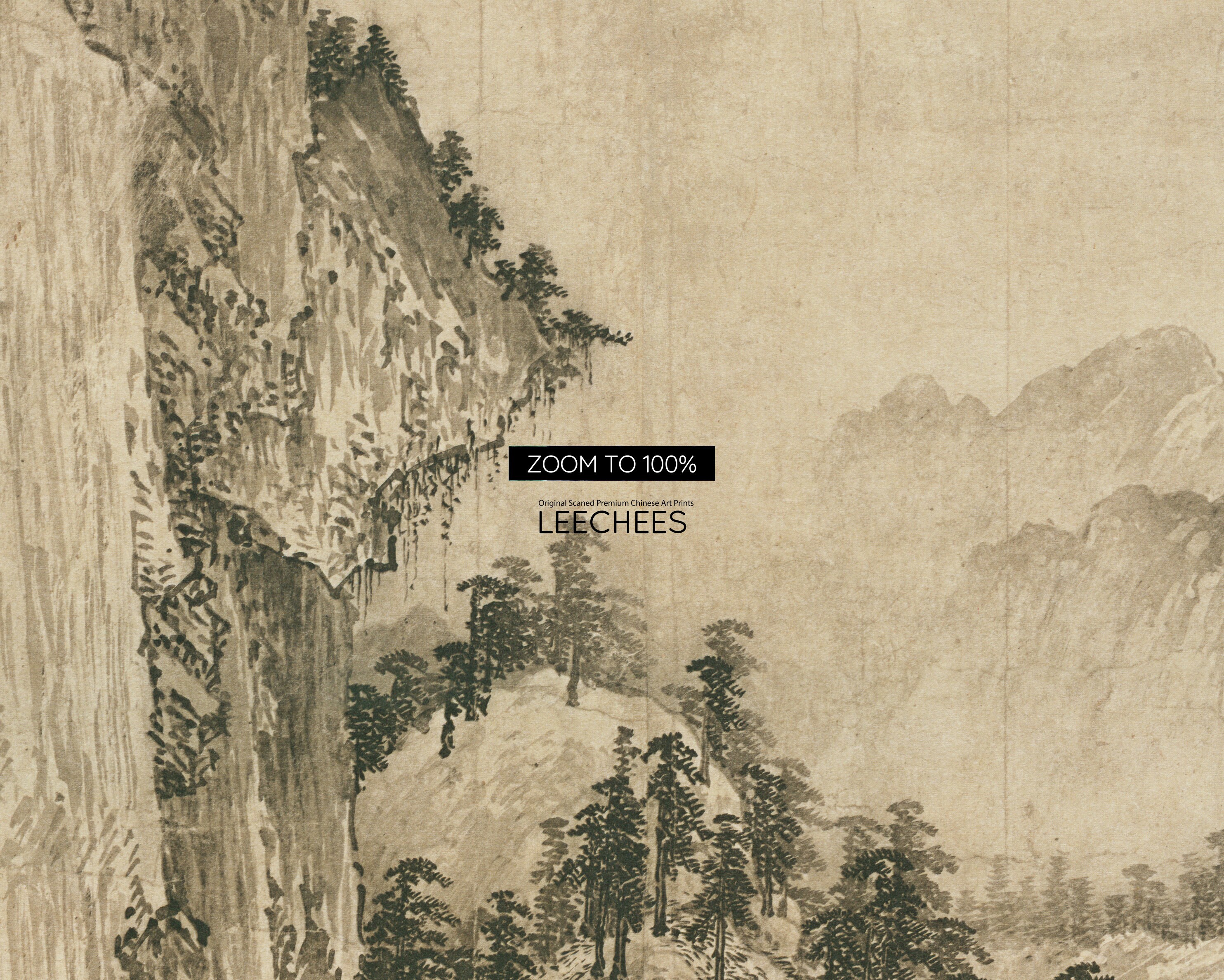 East Asian Antique Chibi Landscape Painting, Xuan Paper/silk Print ...