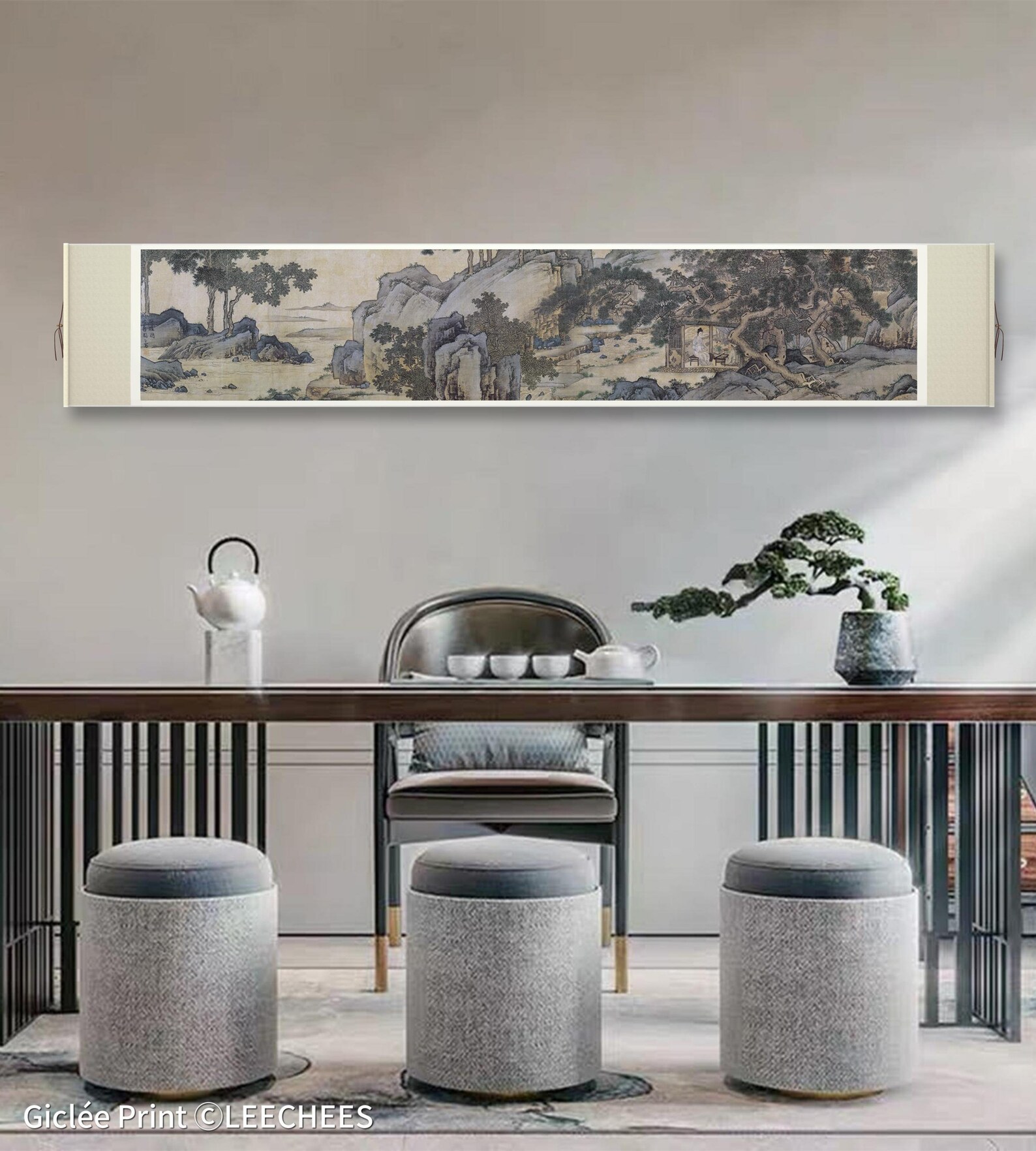 Horizontal Narrow Ancient Landscape Painting, Ancient Literati ...
