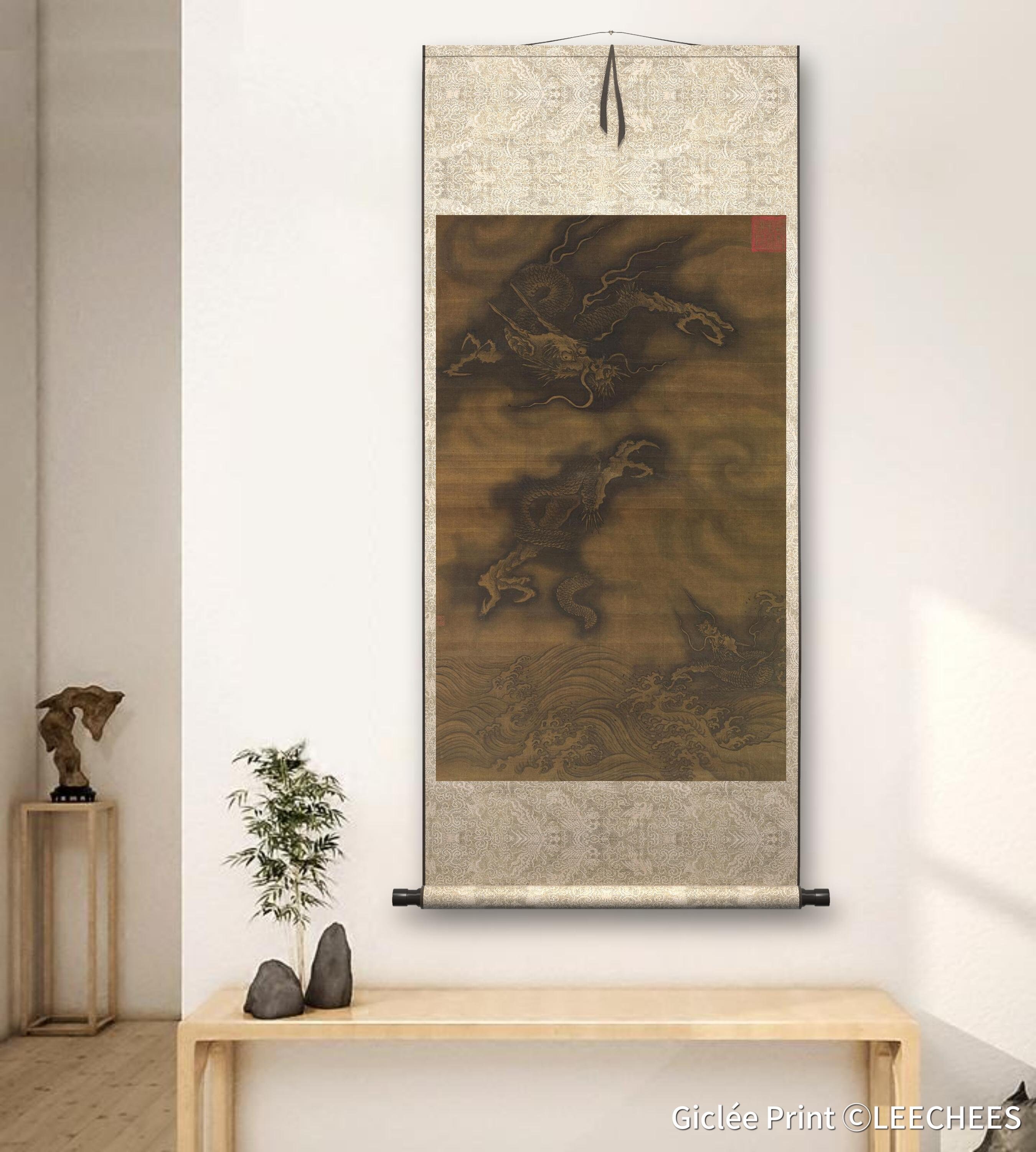 Chinese Dragon, Loong Brush Painting, Handmade Silk Hanging Scroll ...