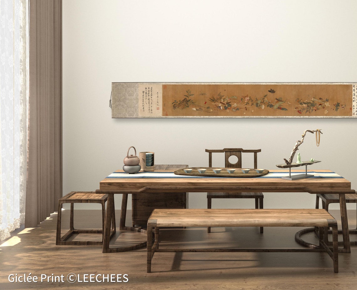 Long Scroll of Botanic Painting, Chinese Antique Meticulous Painting ...