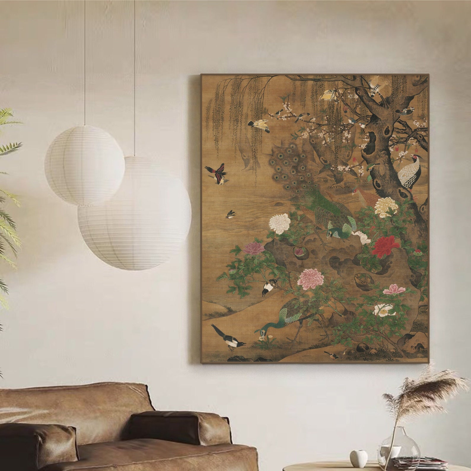Chinese Auspicious Bird and Flower Painting, Fine Art Print, Antique ...