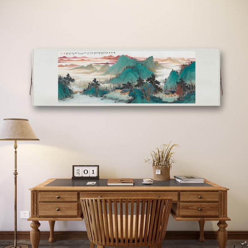 Poetic Blue-green Shan Shui Painting Extra Large Horizontal - Etsy