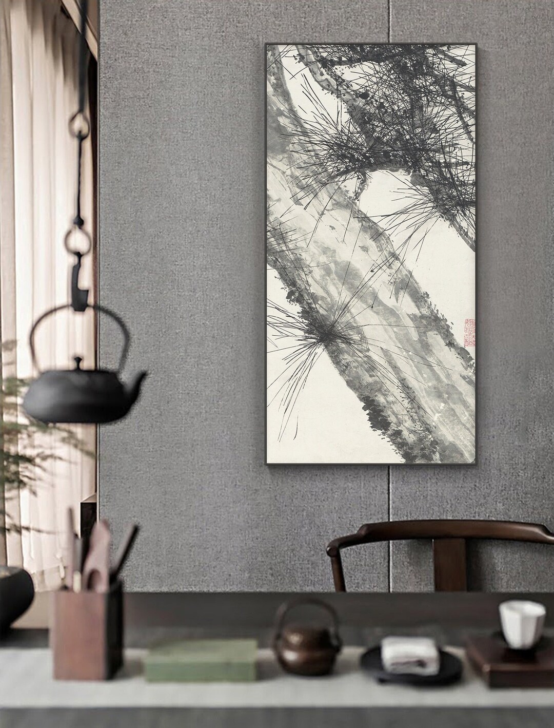Pine Tree, Tang Di, 湯滌 Black and White Painting, Chinese Painting ...