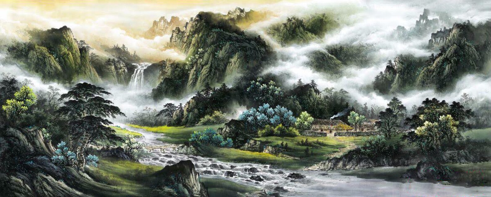 The Homeland is Beautiful and Charming, Spring Scenery Ink Brush ...