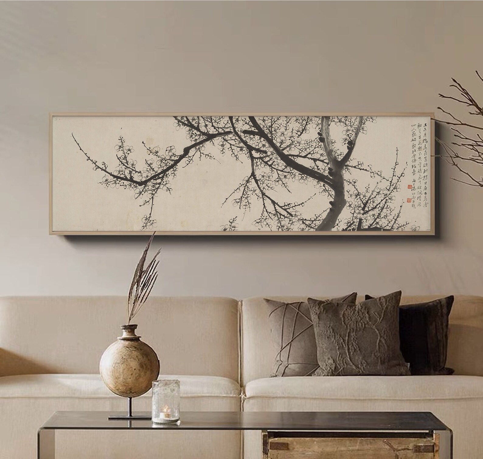 Plum Blossoms in Full Bloom, Chinese Antique Plum Brush Painting ...