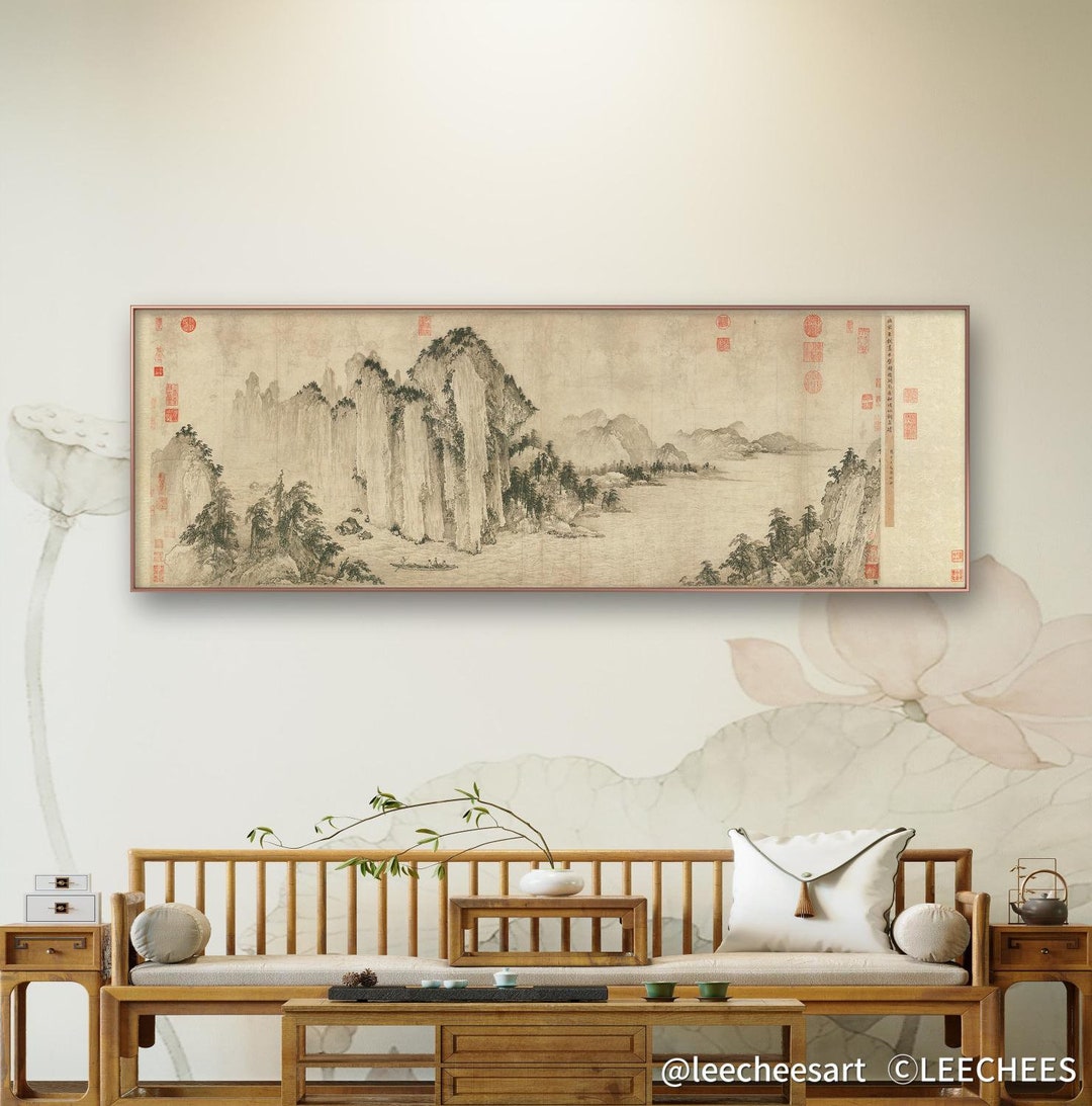 East Asian Antique Chibi Landscape Painting, Xuan Paper/silk Print ...