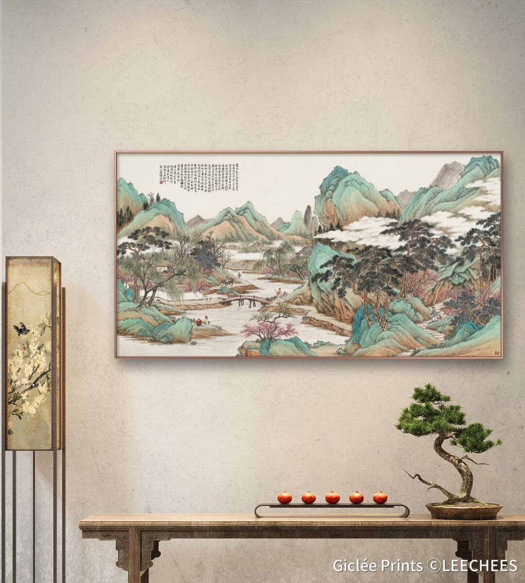Large Horizontal Blue-green Shan Shui Fine Art Print, Chinese ...