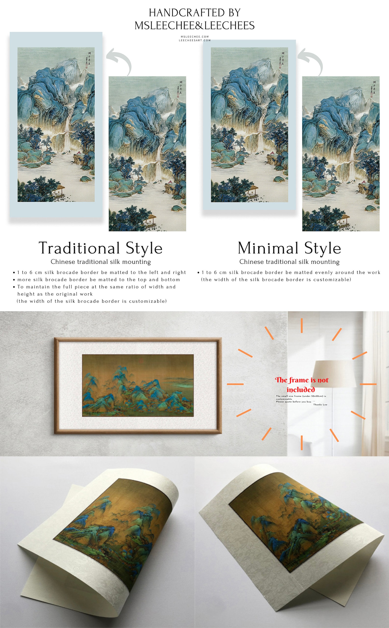Lotus Pond Art, Vertical Lotus Flower Brush Painting, Soft Green Tones ...