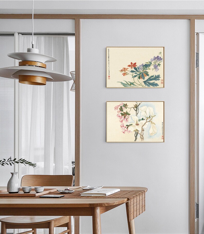 Chinese Boneless Painting, Flower Art Silk Prints, 没骨 Chinese Botanic ...