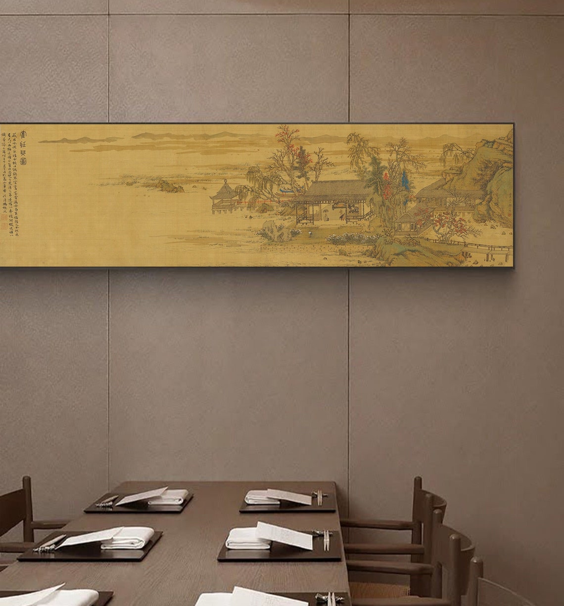 Chinese Qing Dynasty Antique Landscape Art Replica, Long Scroll of ...