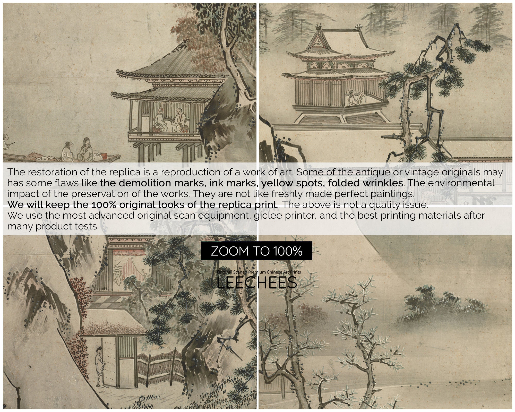Japanese Minimal Landscape Painting, Ancient Landscape Art Replica ...