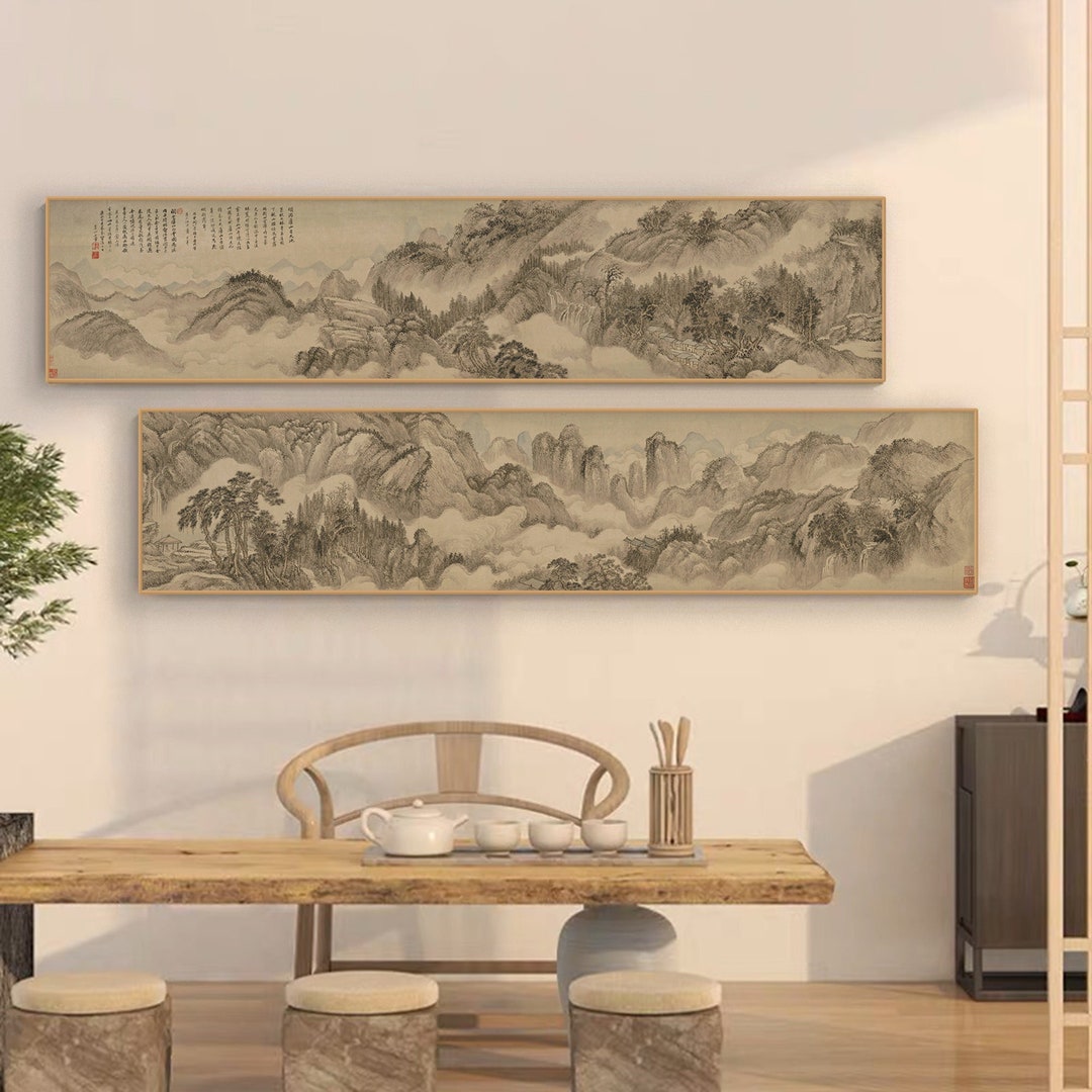 White Clouds Scenery of Lushan (mount Lu), Traditional Chinese Scroll ...