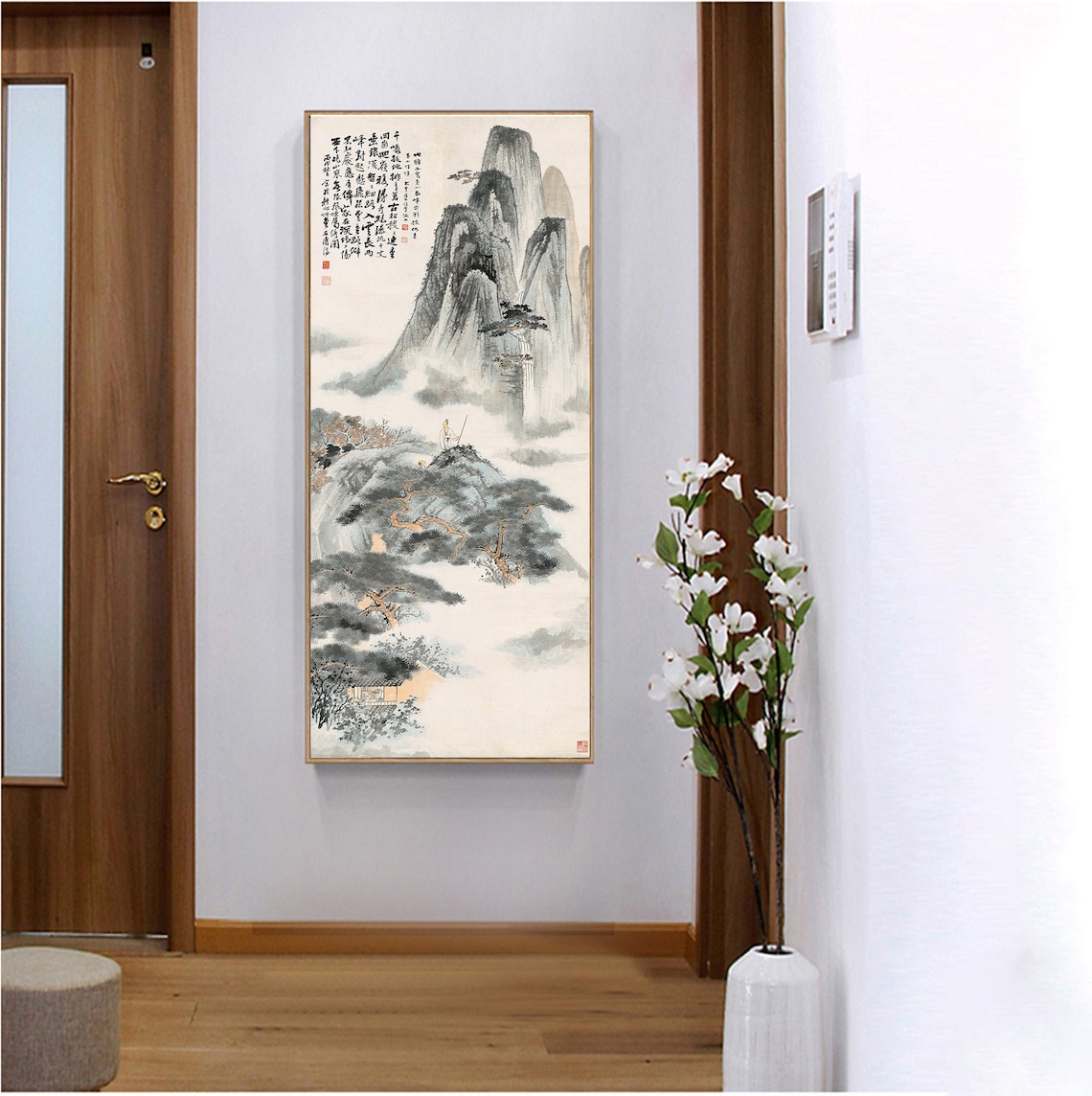 Extra Large Vertical Chinese Landscape Painting Silk Hanging - Etsy