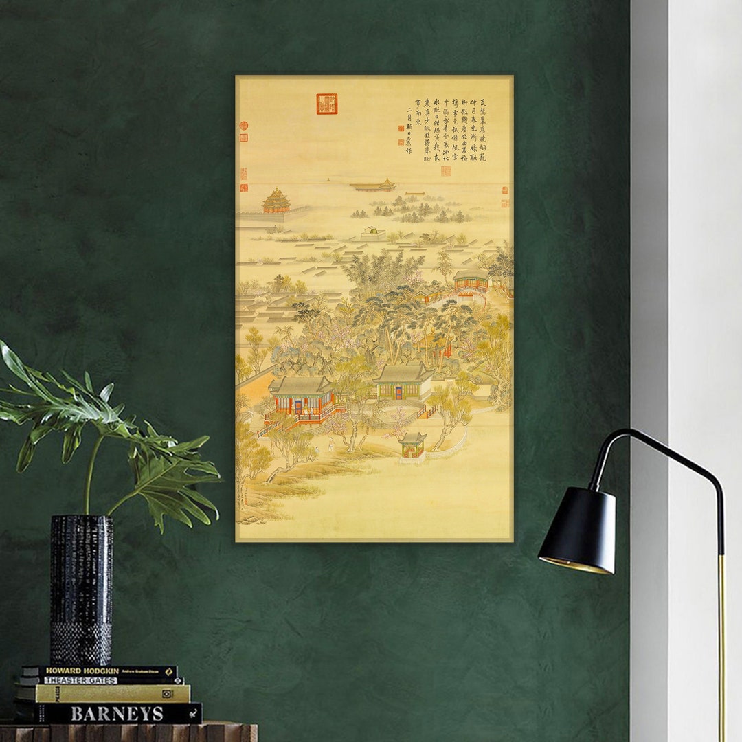 Qing Dynasty/pavilions Palace Landscape Brush Painting, Chinese ...