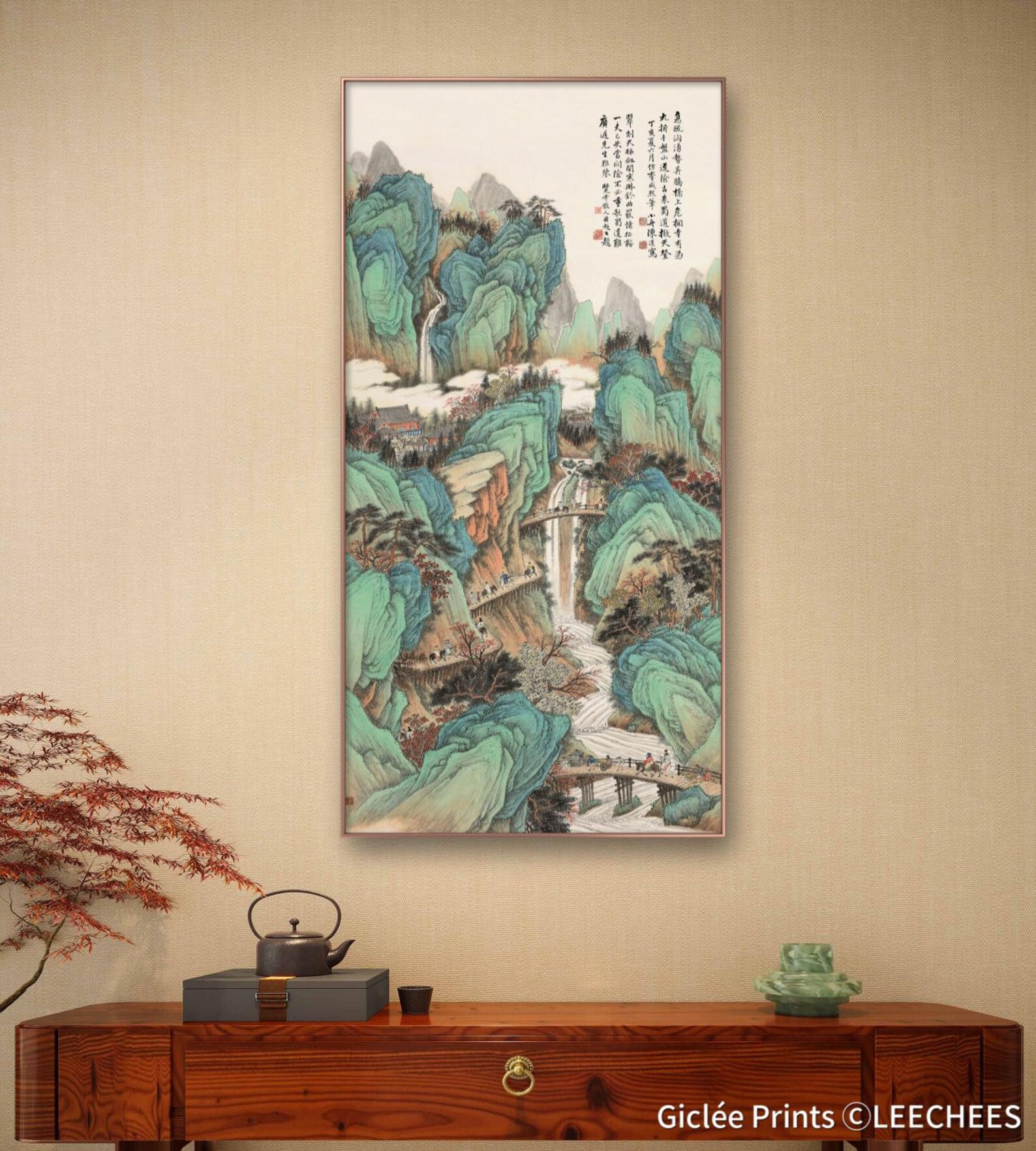 Blue-green Shan Shui Painting Art Replica, Chinese Mountains and Waters ...