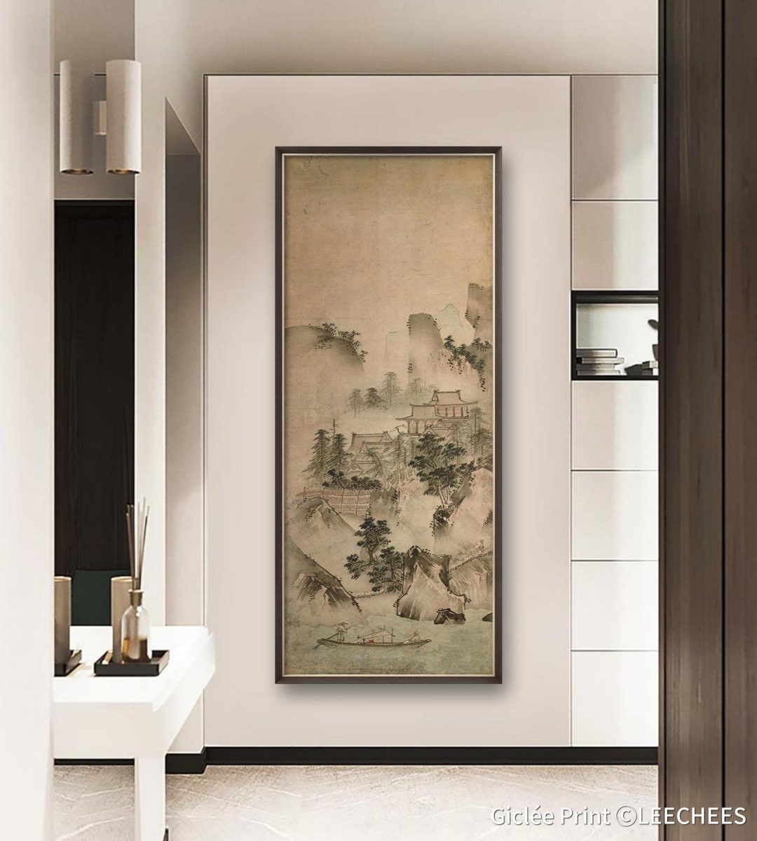 Japanese Ancient Literati Landscape Painting, Asian Wall Décor, Minimal ...