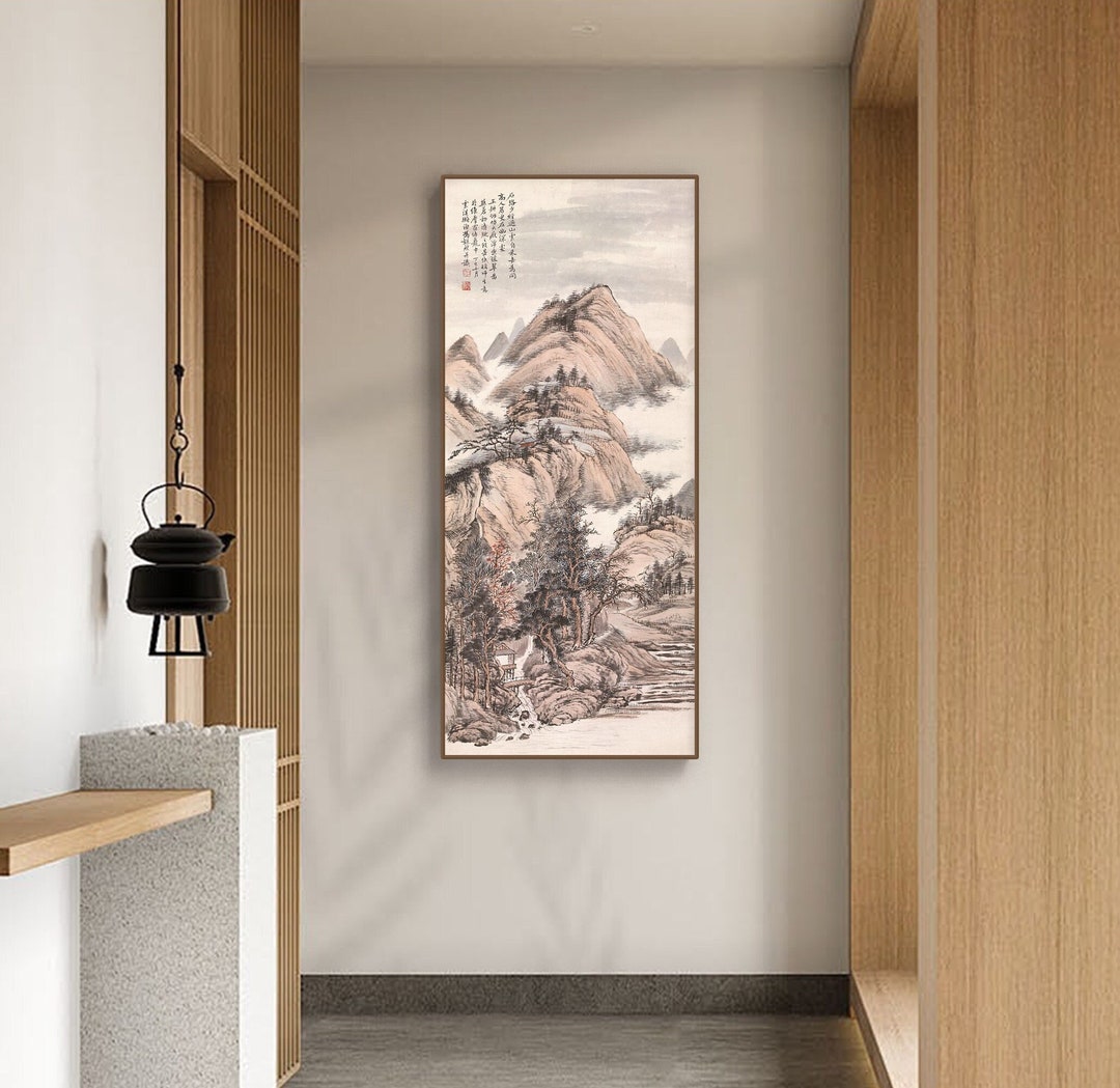 Vintage Retro Chinese Wall Art, Shan Shui Scroll Hanging, Vertical ...