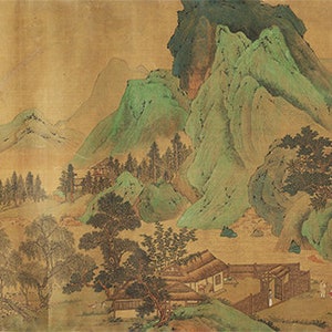 Extra Wide Shanshui Wall Art, Horizontal Narrow Antique Mountain ...