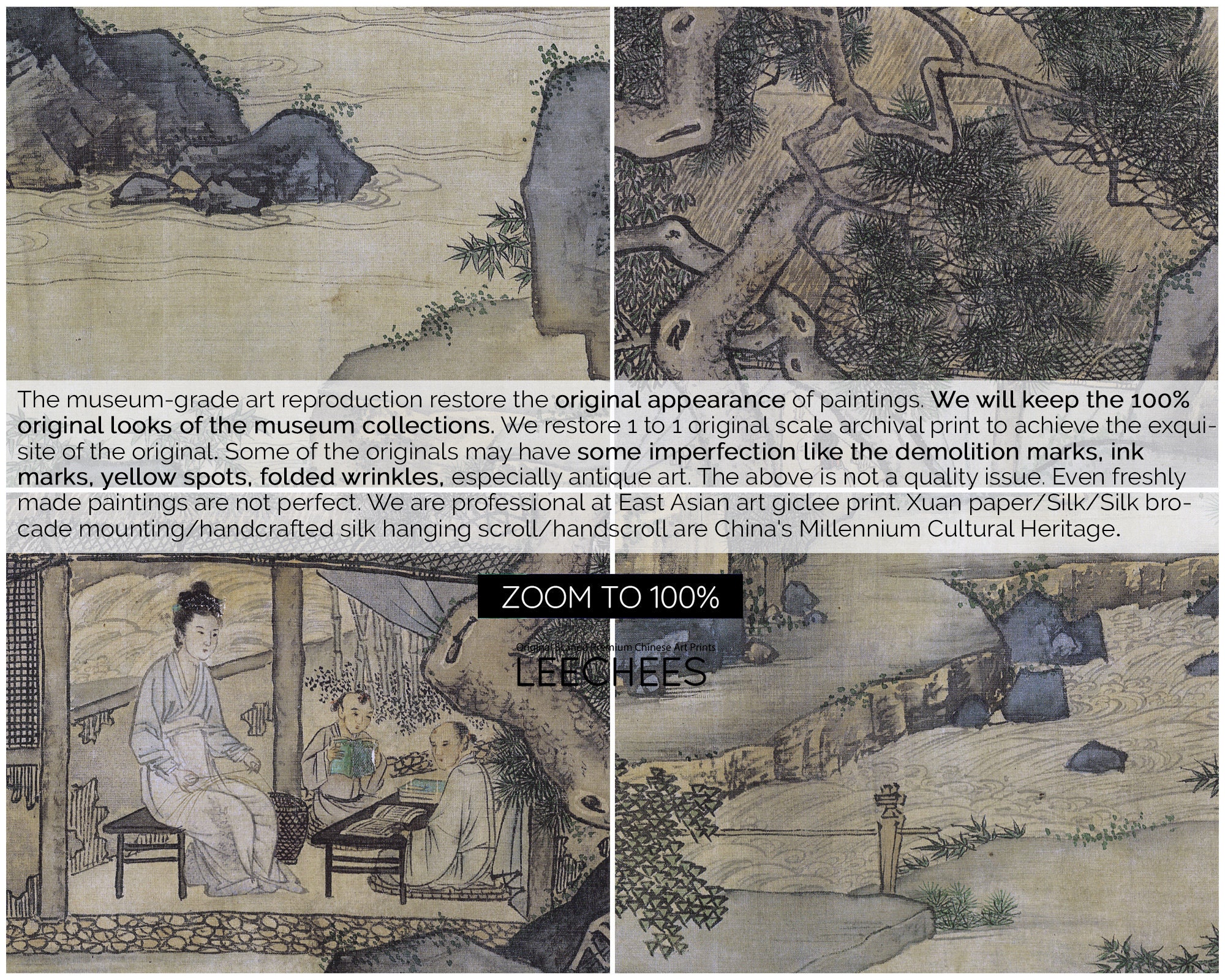 Horizontal Narrow Ancient Landscape Painting, Ancient Literati ...