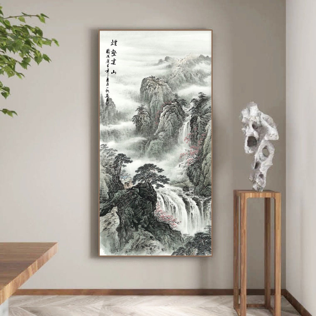 Chinese Ink Mountain Painting, Ink Wash Landscape Art, Archival Print ...