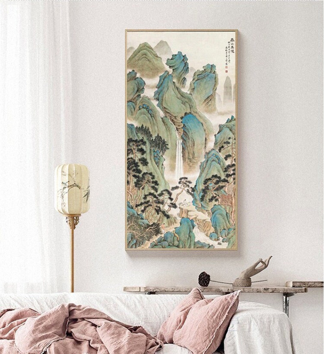 Chinese Traditional Landscape Painting, Vertical Shan Shui Brush ...