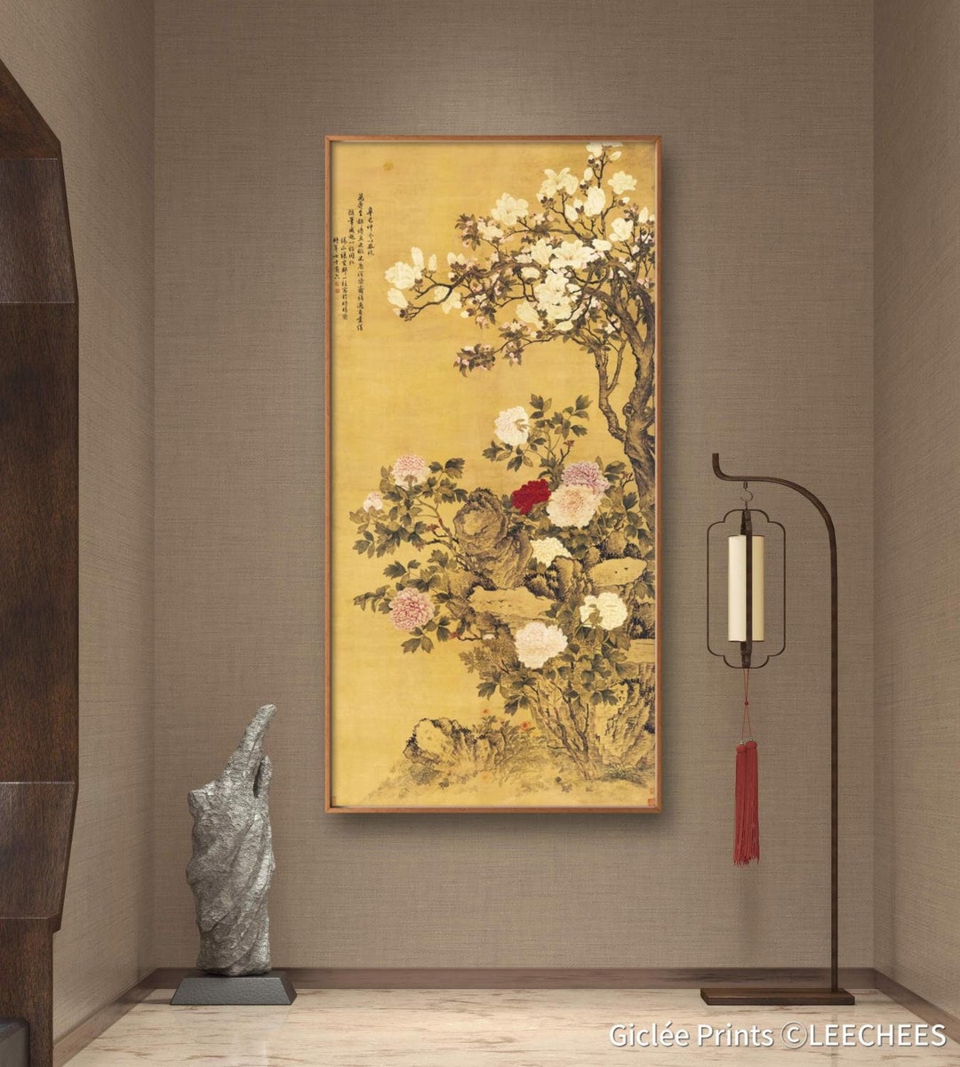 Chinese Antique Botanic Painting, Peony, Magnolia Chinese Garden, Fine ...