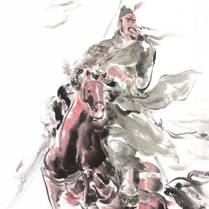 Portrait of the Fierce General - Guan Yu and His War Horse, Chinese Ink ...