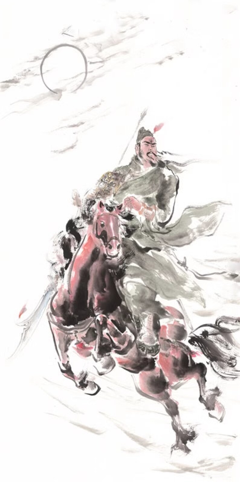 Portrait of the Fierce General - Guan Yu and His War Horse, Chinese Ink ...