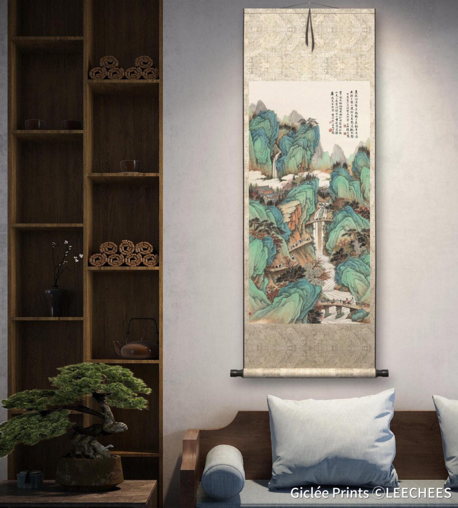 Blue-green Shan Shui Painting Art Replica, Chinese Mountains and Waters ...