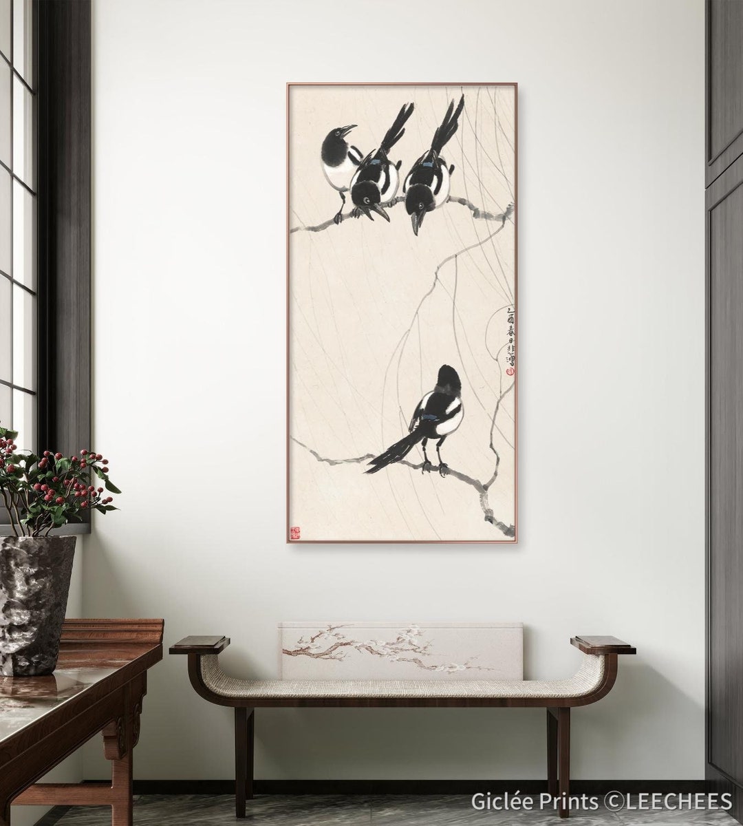 Chinese Shuimo Magpies Painting, Xu Beihong, Brush Painting Giclee ...