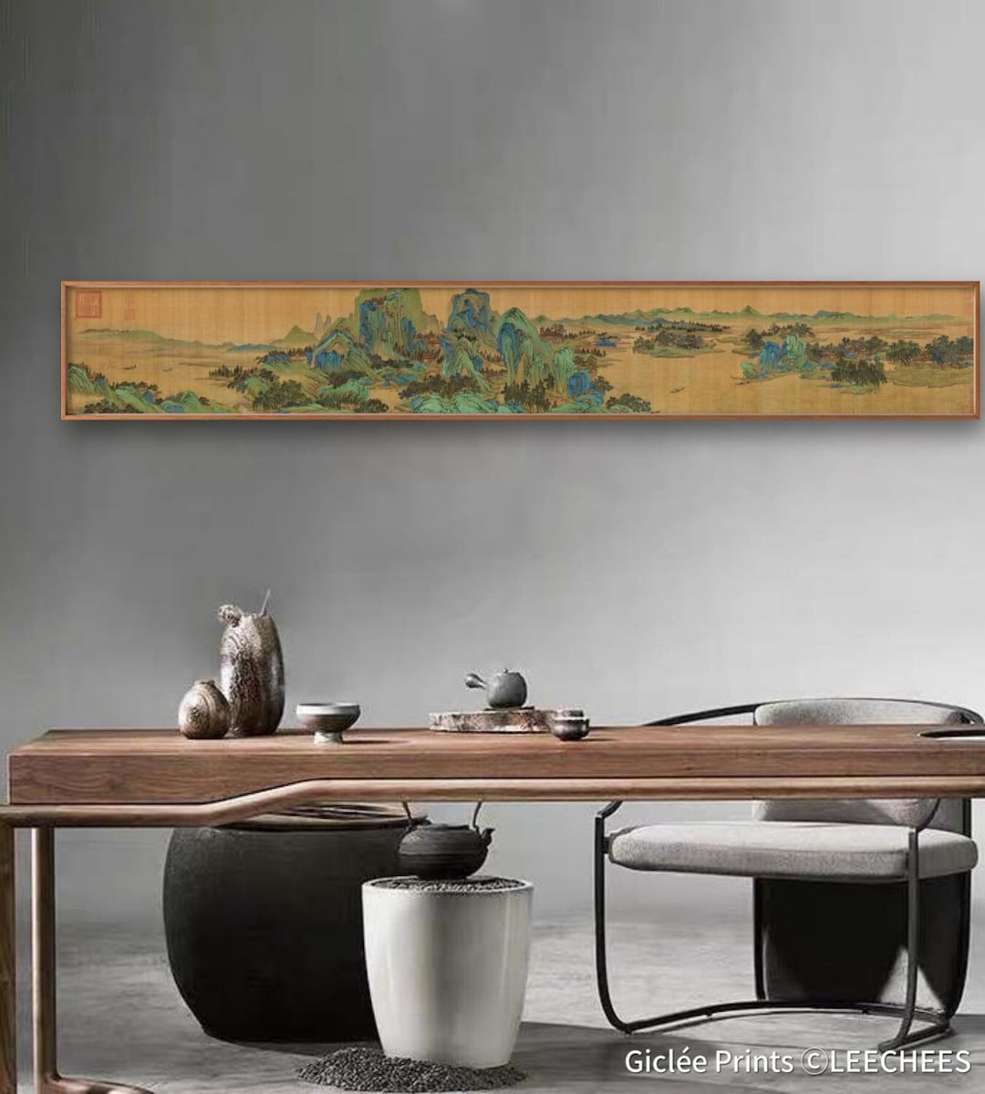 Extra Long Scroll Shan Shui Art, Horizontal Narrow Miles Blue-green ...
