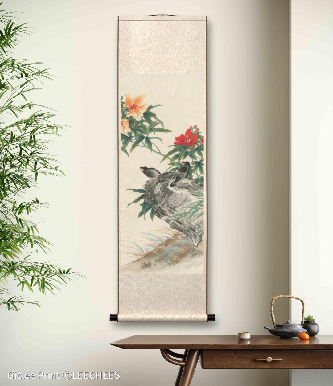 Chinese Traditional Gongbi Bird-and-flower Painting, Vibrant Botanic ...