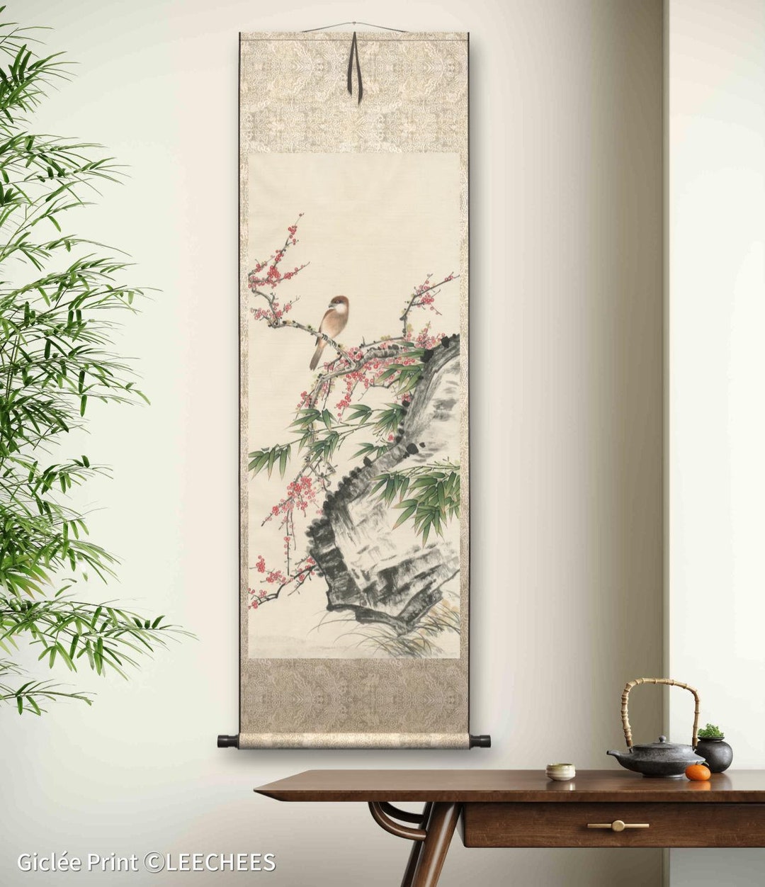 Chinese Traditional Gongbi Bird and flower Painting Botanic Art Print Chinese Traditional Gongbi Bird and flower Painting Botanic Art Print