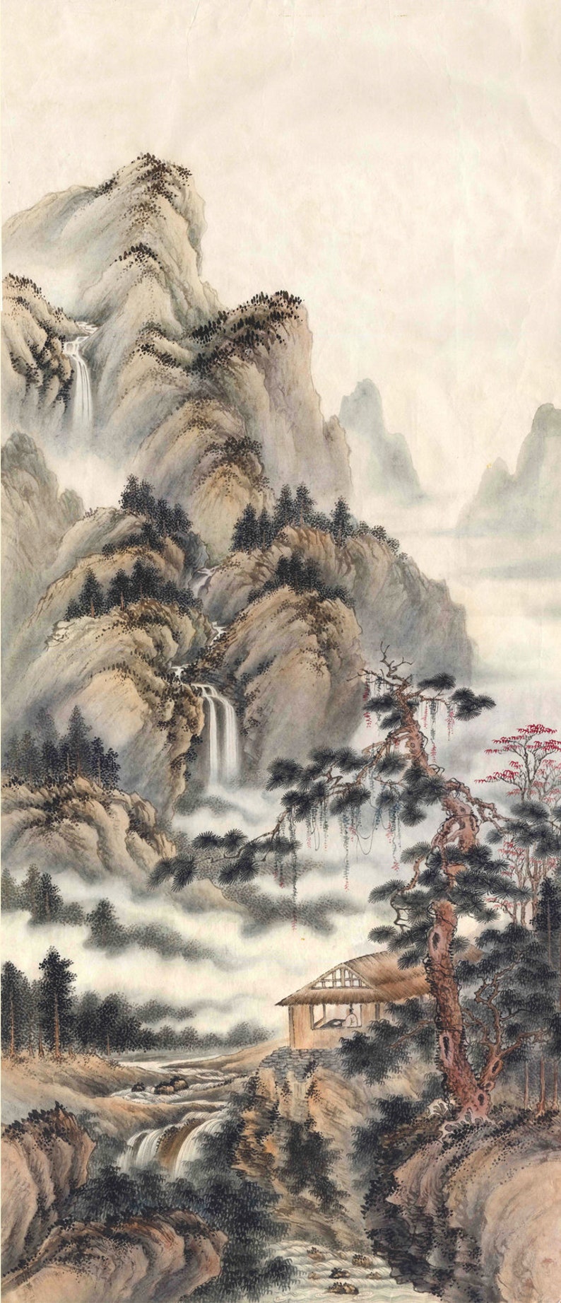 Lofty Shan Shui Art, Cascading Mountains, Misty Waterfalls, Chinese ...