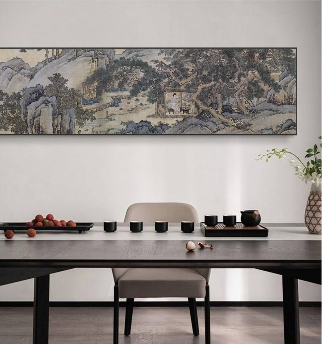 Horizontal Narrow Ancient Landscape Painting, Ancient Literati ...