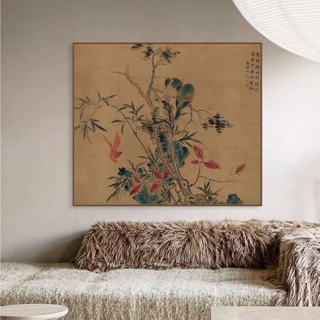 Chinese Meticulous Painting Replica Large Horizontal Botanic - Etsy